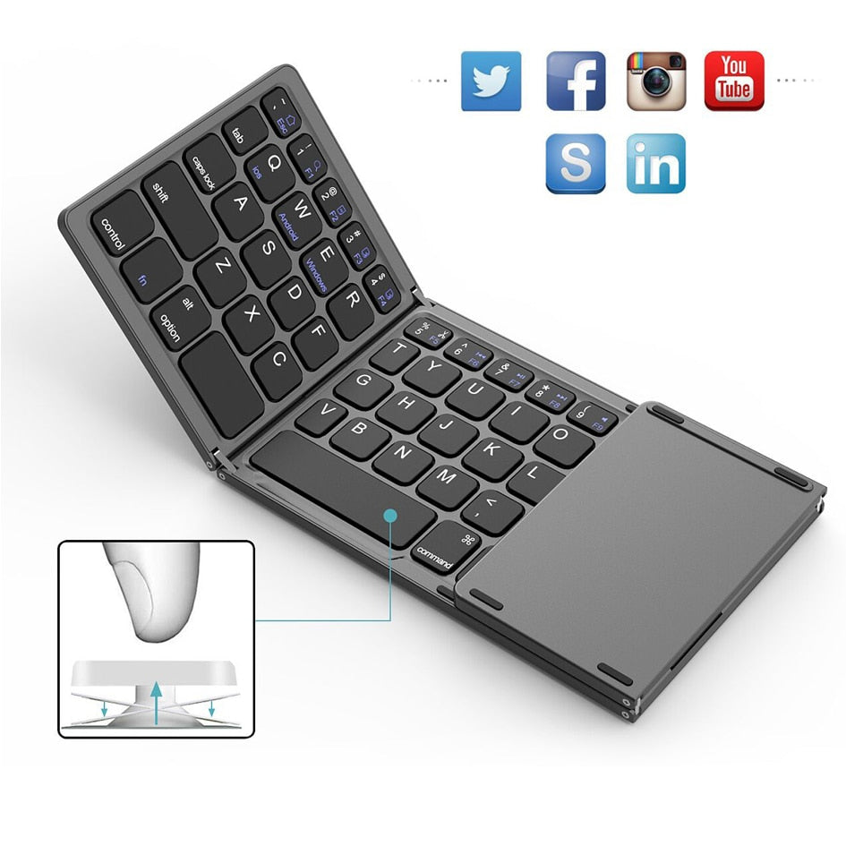 Mini Folding Bluetooth Keyboard With Touchpad – electronicshypermarket